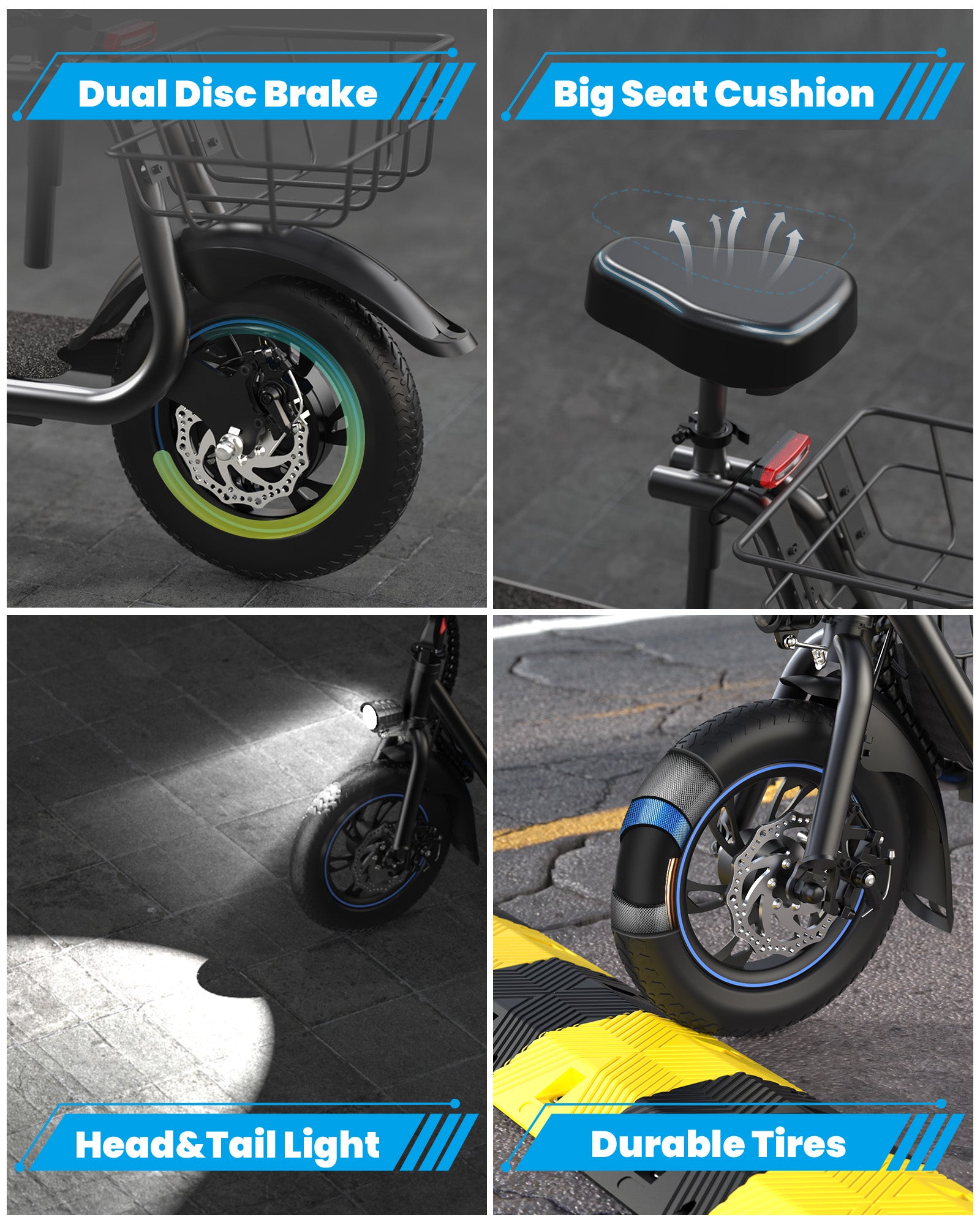 Gyroor C1S Electric Scooter with Seat for Adults 550W, Ample Storage f ...