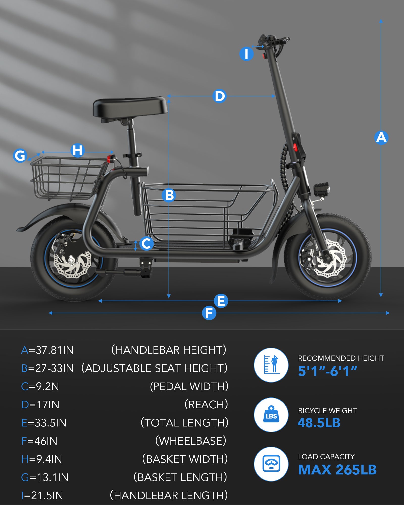 Gyroor C1S Electric Scooter with Seat for Adults 550W, Ample Storage f ...